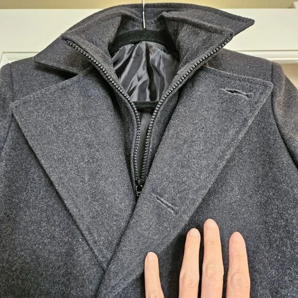 Men's Double Breasted Slim 100% Wool Peacoat